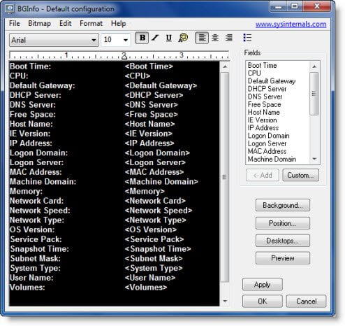 使用 BGInfo 在 Windows 桌面上显示系统配置详细信息 - Tech Club