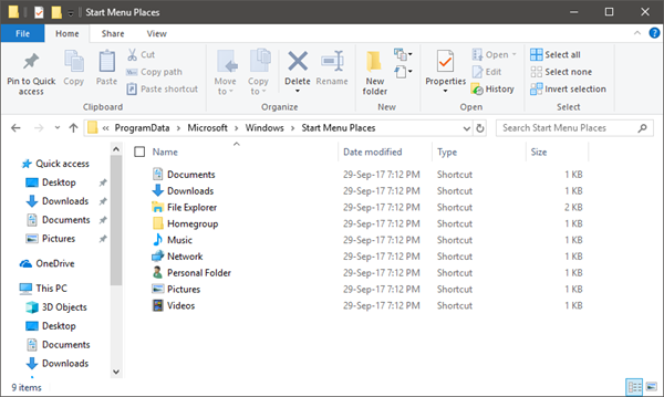 在 Windows 11/10 中选择并显示“开始”菜单上的选定文件夹 - Tech Club