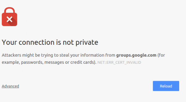 Google Chrome 上的 NET::ERR_CERT_INVALID 错误