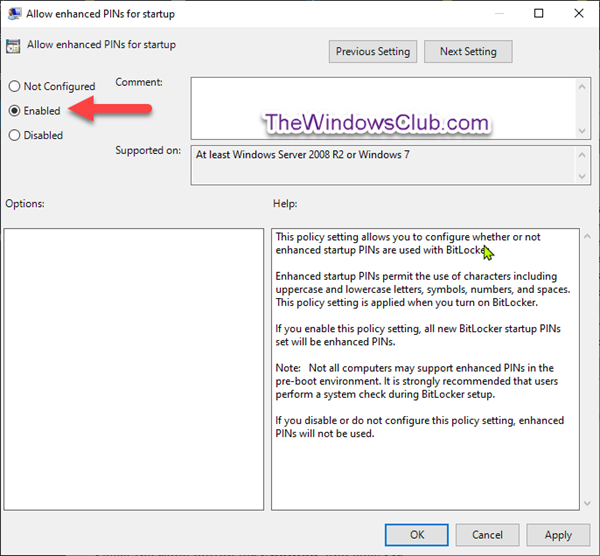 在 Windows 11 中启用或禁用 BitLocker 启动的增强 PIN - Tech Club