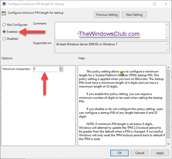 在 Windows 11/10 中指定 BitLocker 启动 PIN 的最小长度 - Tech Club