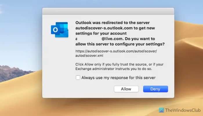 如何在 Outlook for Mac 中抑制自动发现重定向警告 - Tech Club