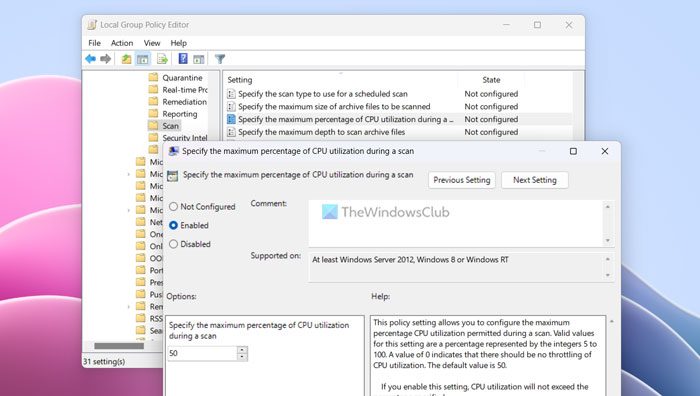 如何限制或设置 Windows Defender 扫描的最大 CPU 使用率 - Tech Club