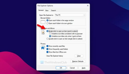 如何在 Windows 11 中通过单击而不是双击打开项目 - Tech Club