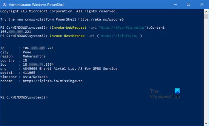 如何在 Windows 11/10 中使用 PowerShell 获取公共 IP 地址 - Tech Club