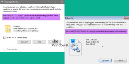 错误 0x800710FE 或 0x8007112a，意外错误使您无法删除文件 - Tech Club