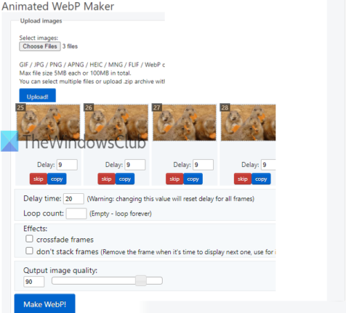 使用免费的动画 WebP Maker 服务和软件创建动画 WebP 图像 - Tech Club