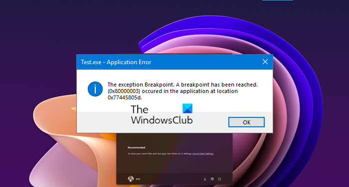 已达到异常断点，错误 0x80000003 - Tech Club