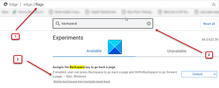 启用 Backspace 键以返回 Microsoft Edge 中的上一页 - Tech Club