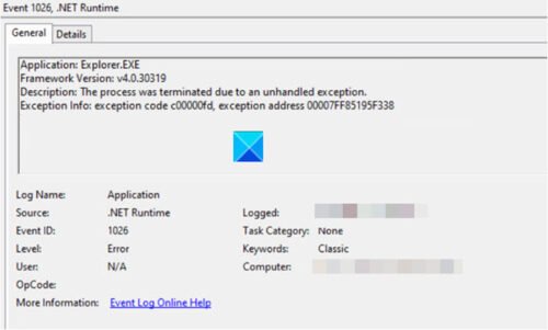 修复 Windows PC 上的 .NET 运行时事件 1026、异常代码 c00000fd - Tech Club
