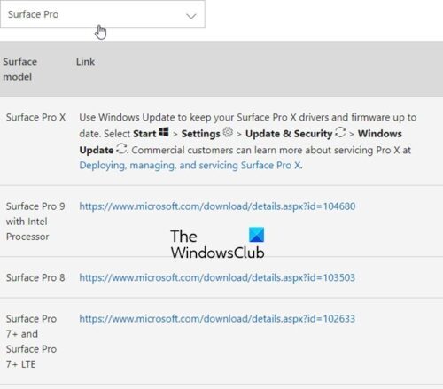 从 Microsoft 下载最新的 Surface Pro、笔记本电脑、book 驱动程序、固件、软件 Tech Club