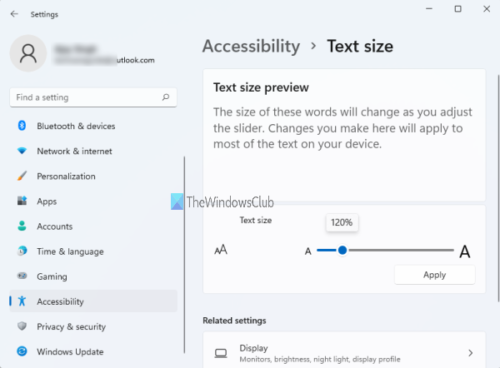 在 Windows 11 上增加字体大小并放大文本 - Tech Club