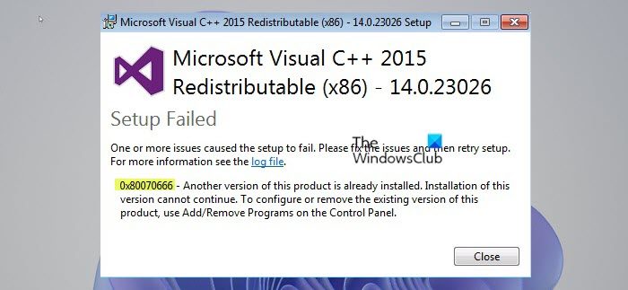 安装 Microsoft Visual C++ 时出现错误 0x80070666 - Tech Club