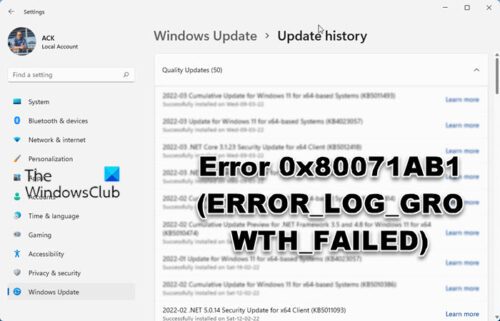 修复 Windows 11/10 上的错误 0x80071AB1 (ERROR_LOG_GROWTH_FAILED) - Tech Club