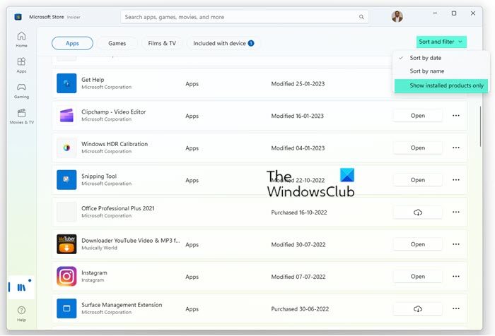 从 Microsoft Store 库中隐藏或删除应用程序 - Tech Club