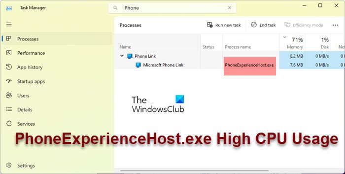 修复 PhoneExperienceHost.exe 高 CPU 使用率；如何禁用它？ - Tech Club