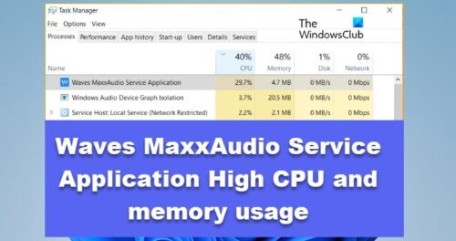Waves MaxxAudio 服务应用程序 CPU 和内存使用率高 - Tech Club