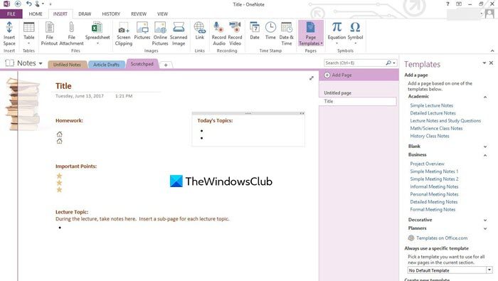 最佳会议 OneNote 模板 - Tech Club