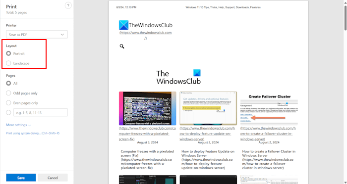 如何更改 Microsoft Edge 中的打印页面设置 - Tech Club