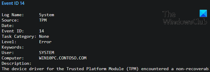 修復事件 ID 14 和 17、Windows 11/10 上的 TPM 命令失敗 - Tech Club