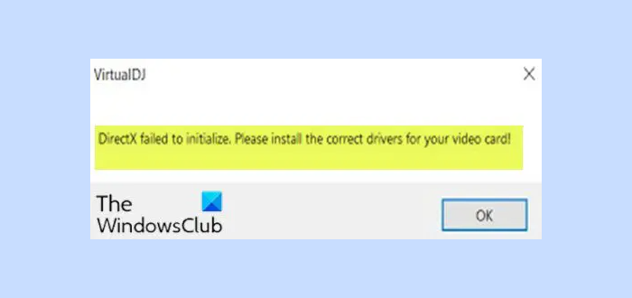 Windows 11/10 上 DirectX 無法初始化錯誤 - Tech Club