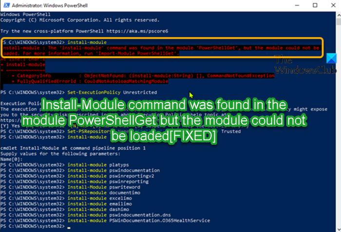 在模塊 PowerShellGet 中找到 Install-Module 命令，但無法加載該模塊 - Tech Club